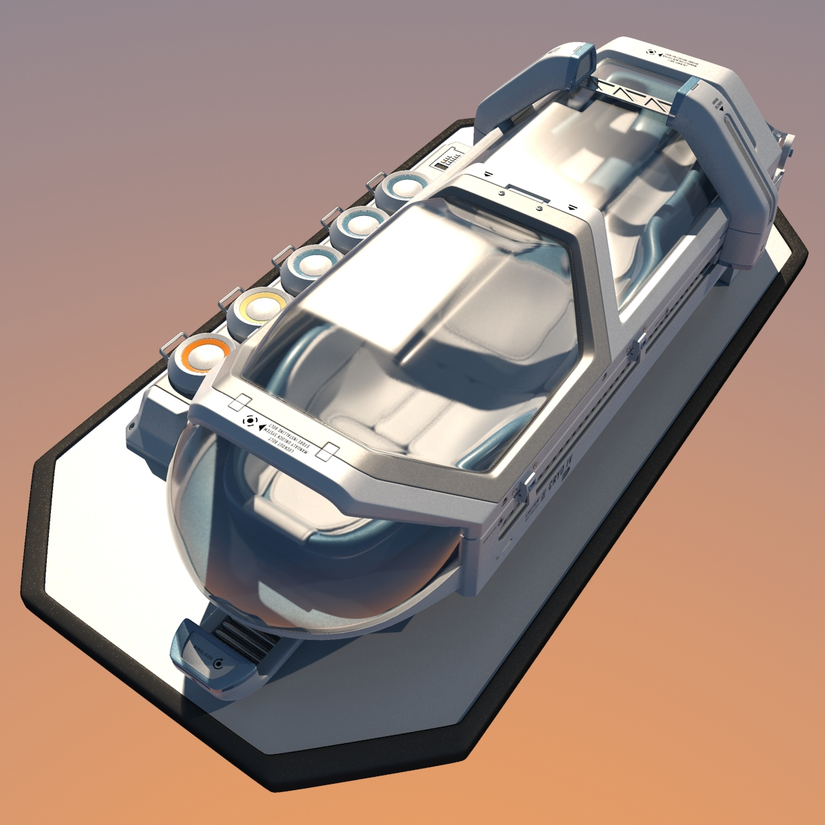 obj futuristic sci fi cryopod
