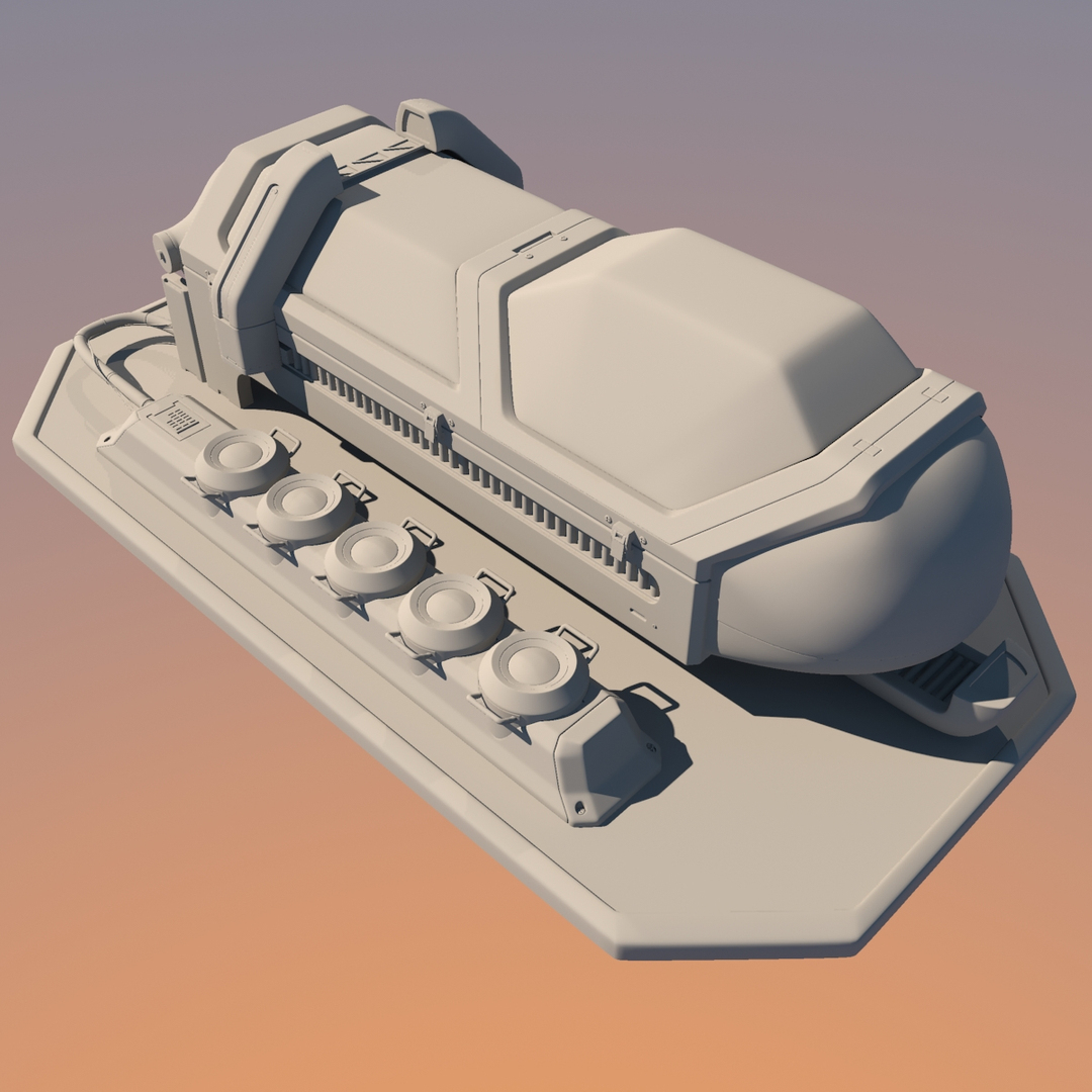 obj futuristic sci fi cryopod