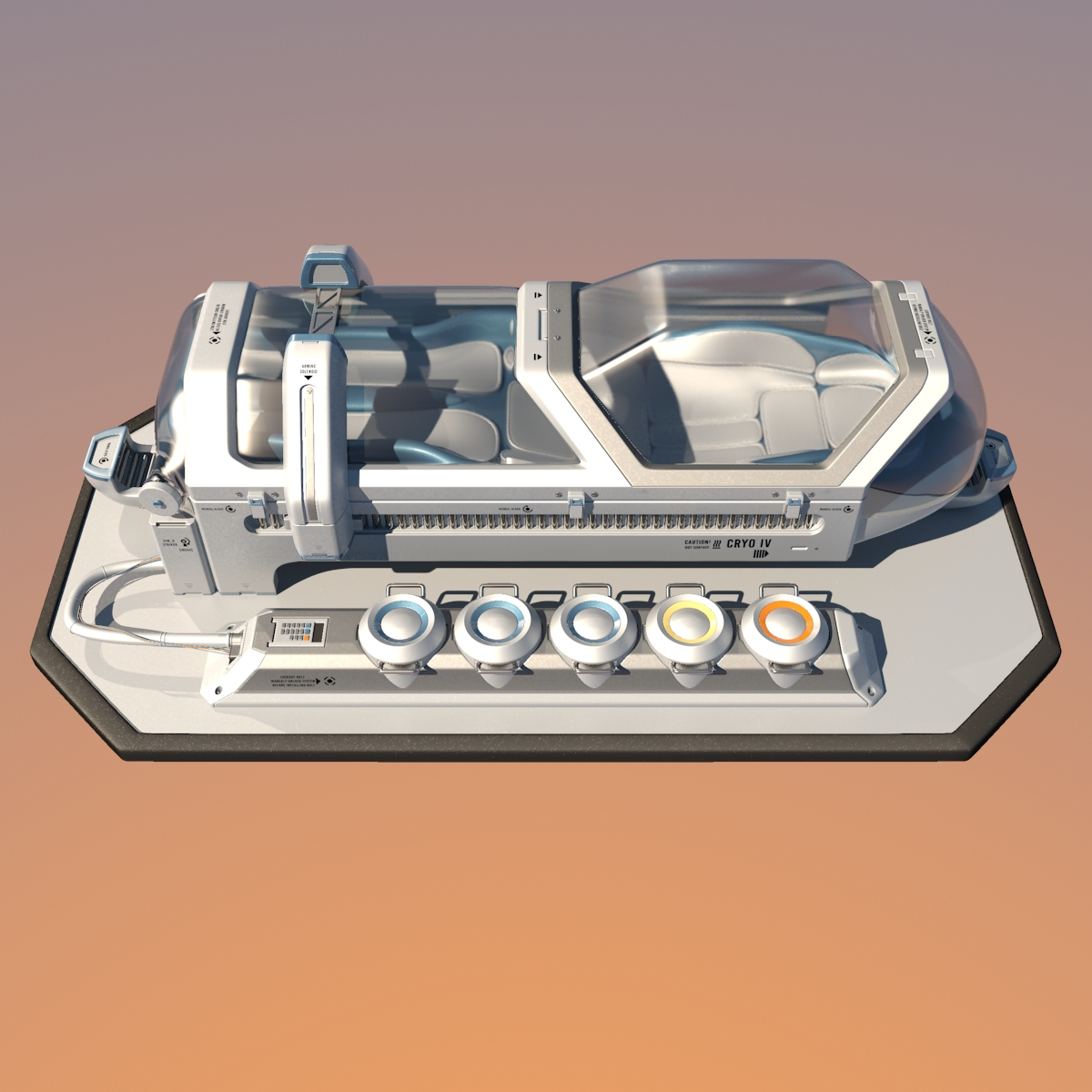 obj futuristic sci fi cryopod