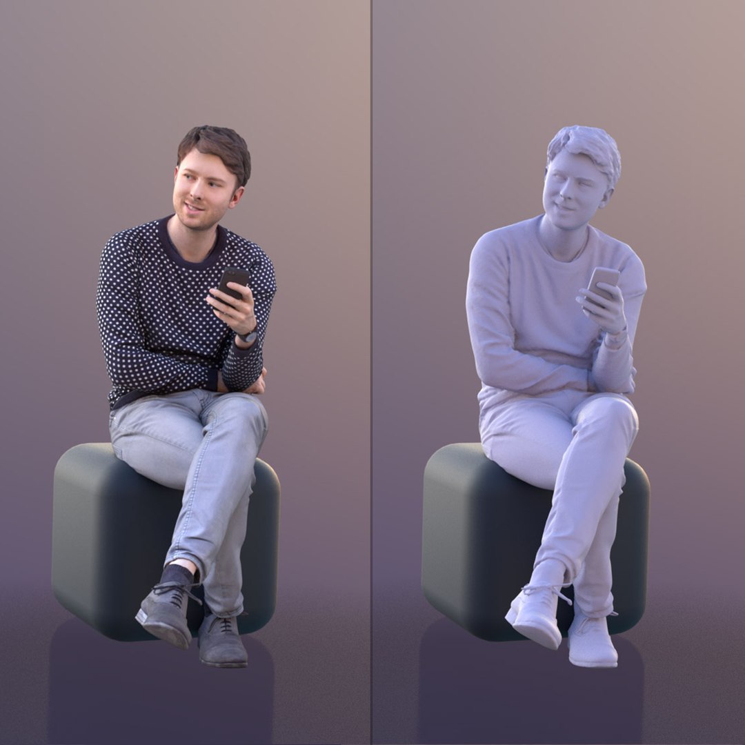 3D 10477 John - Casual Sitting Guy With Phone Model - TurboSquid 1730774