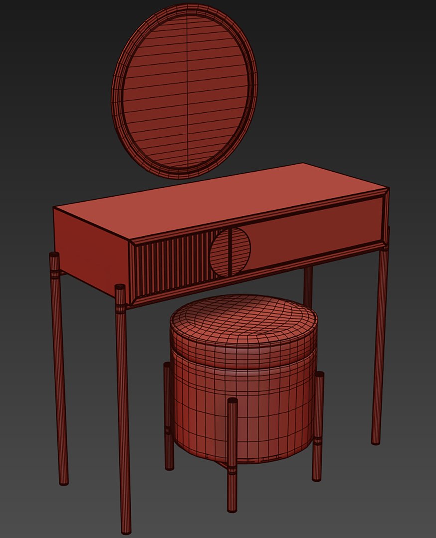 Dressing Table With Mirror Bergamo Wooden Kors Model - TurboSquid 2083509
