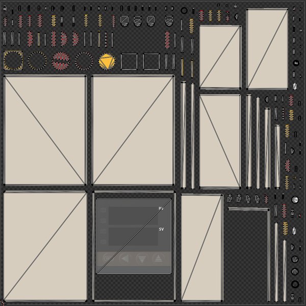 modelo 3d Caja de control de temperatura industrial con interruptores y ...