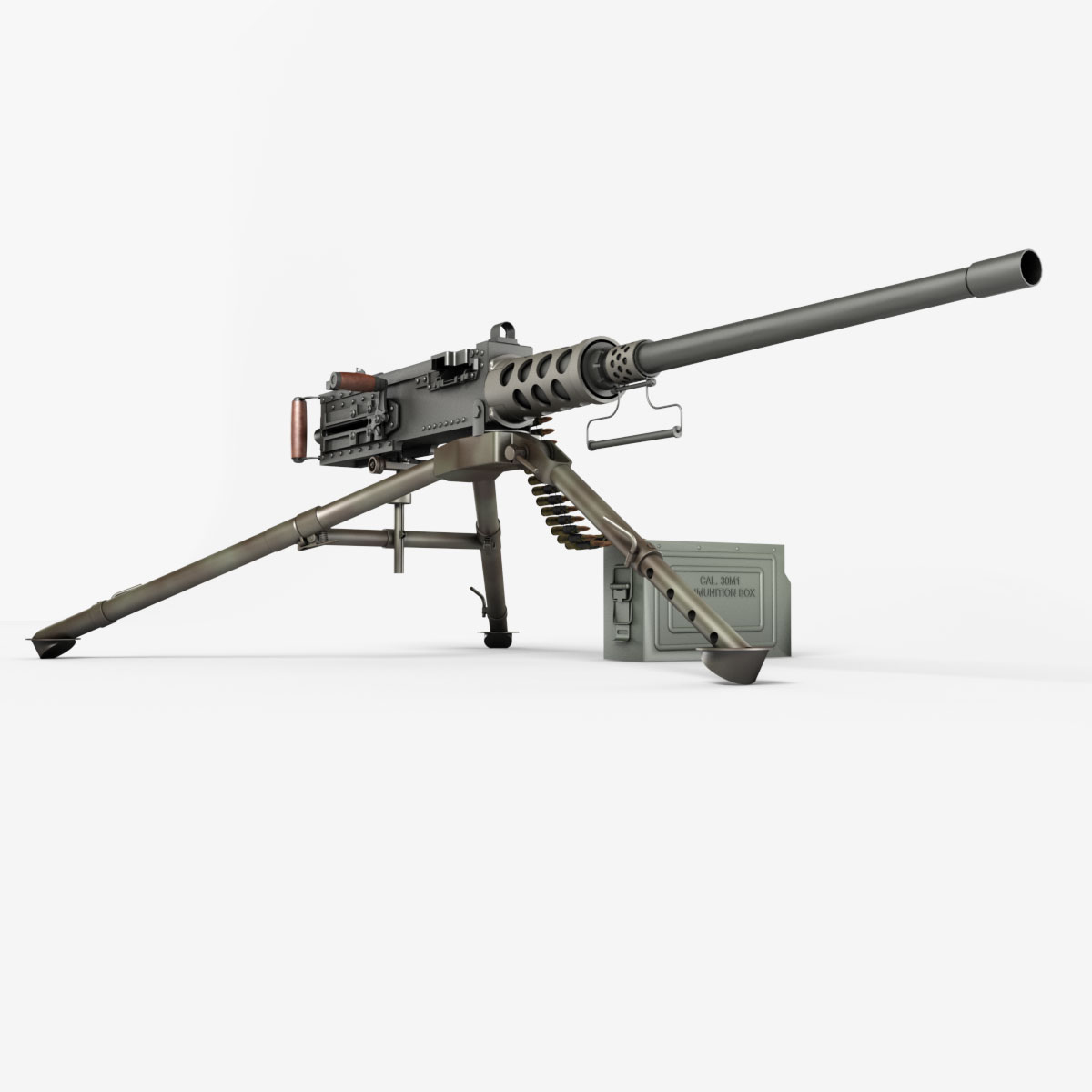 3d model realistic m2 browning machine gun