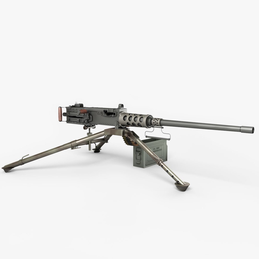 3d model realistic m2 browning machine gun