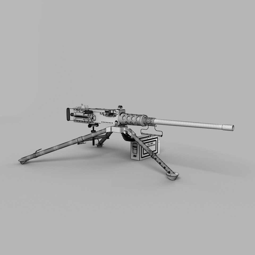 3d Model Realistic M2 Browning Machine Gun