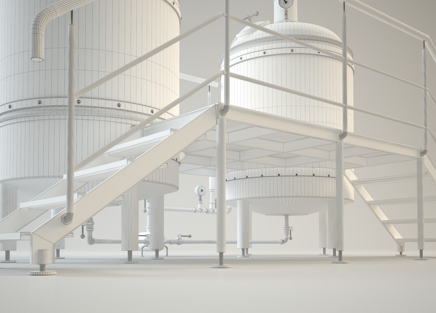 3d vrayforc4d breweries model