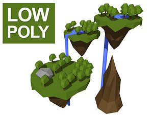 floating platforms low-poly 3d 3ds
