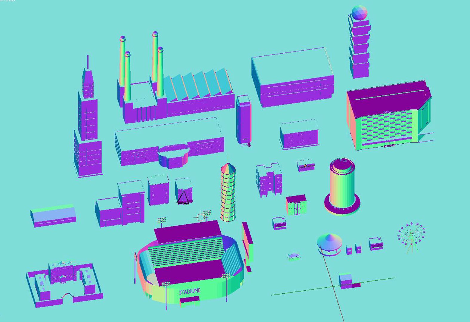 3d buildings city school model
