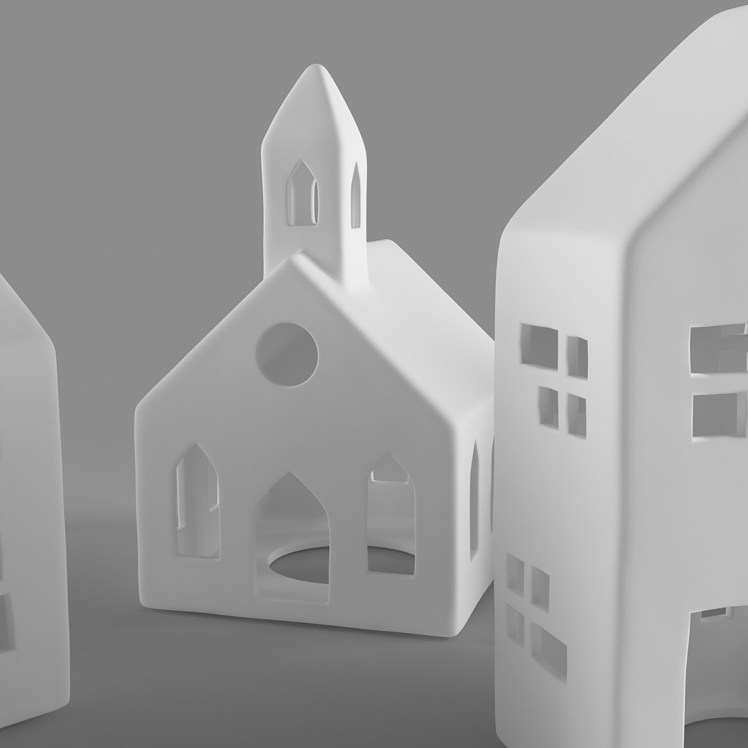 3D White Ceramic Houses Candle Model - TurboSquid 1402568