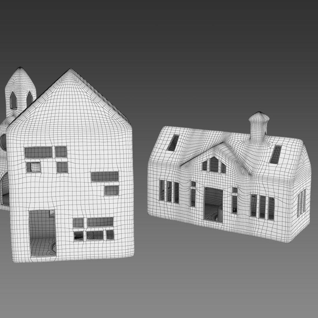 3D White Ceramic Houses Candle Model - TurboSquid 1402568