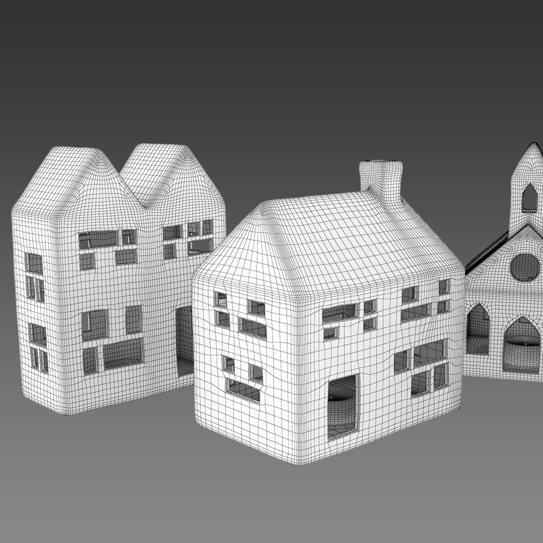 3D White Ceramic Houses Candle Model - TurboSquid 1402568