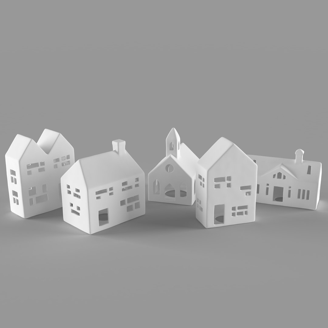 3D White Ceramic Houses Candle Model - TurboSquid 1402568