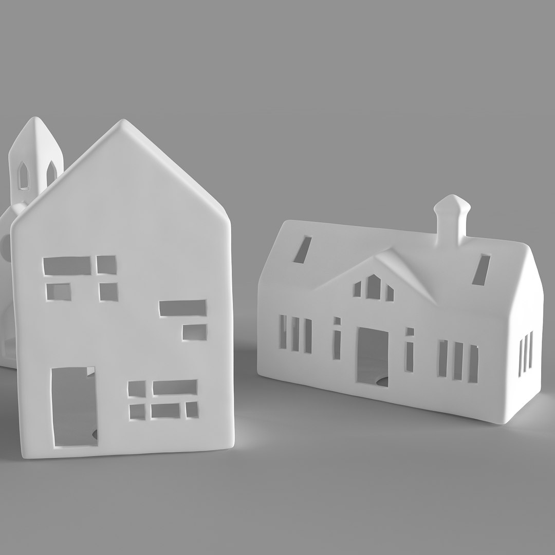 3D White Ceramic Houses Candle Model - TurboSquid 1402568