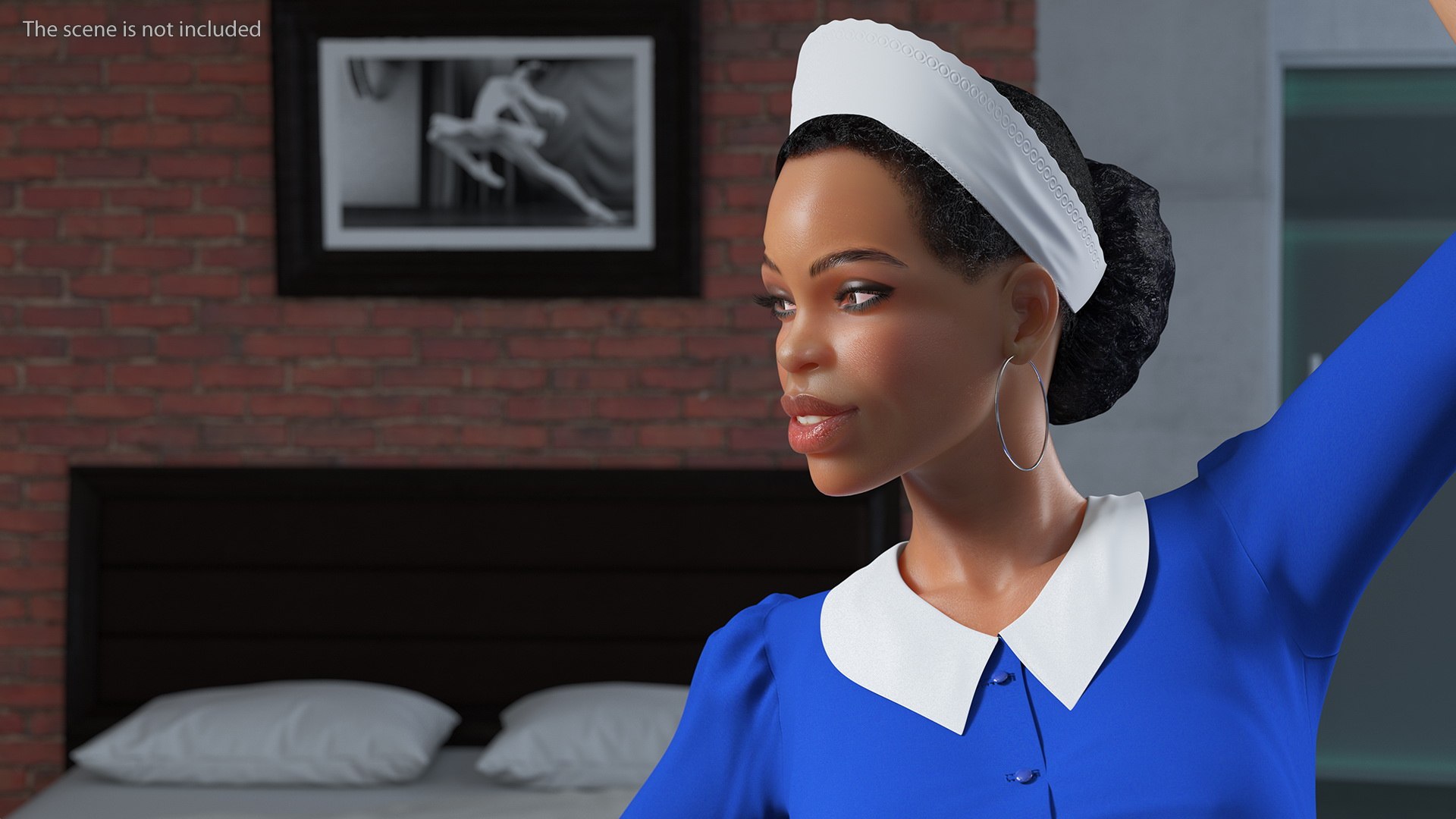 3D Light Skin Black Maid Model - TurboSquid 1659491
