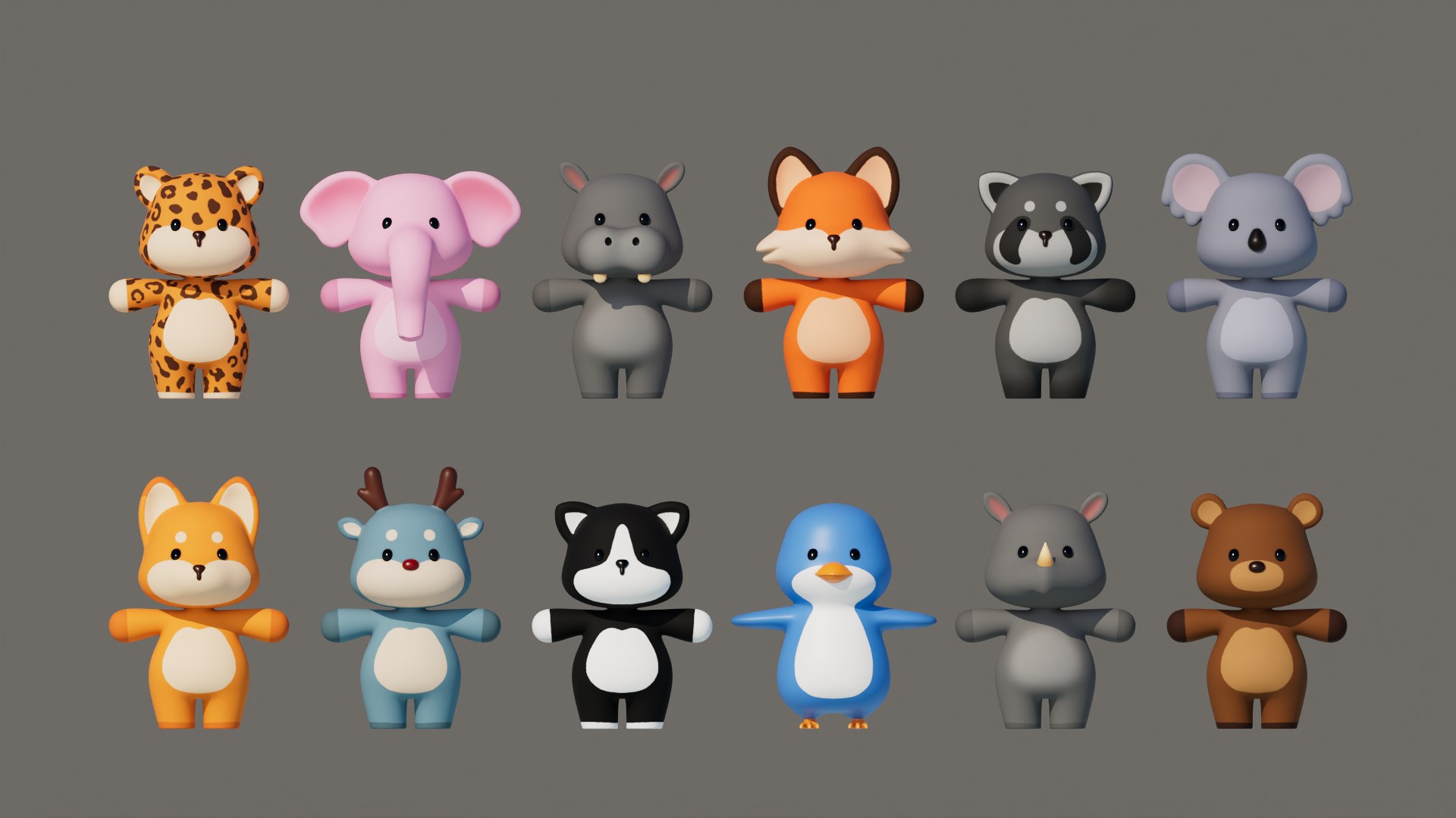 Rigged Cartoon Animals Collection Pack 3D Model - TurboSquid 2211262