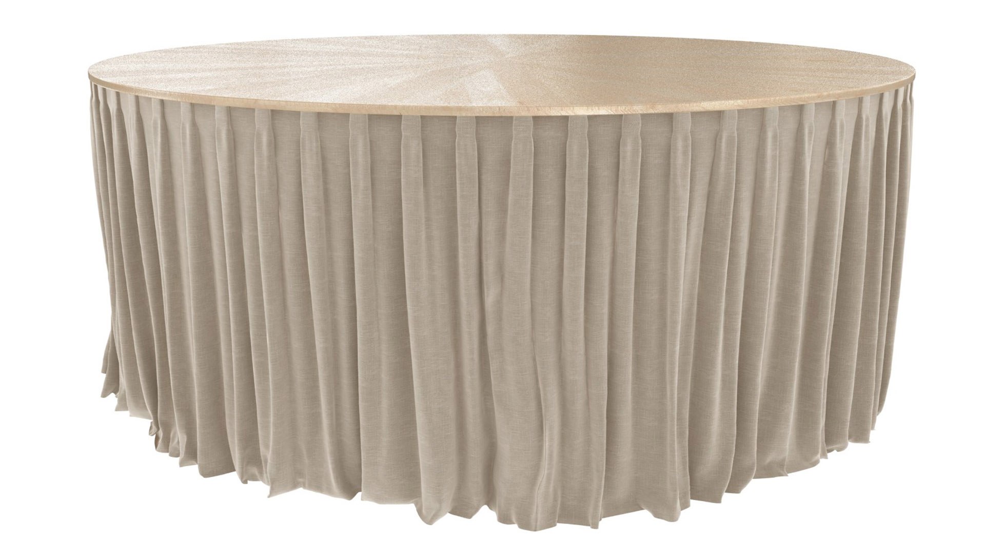3D Model Round Table Skirt Wood Top Cloth - TurboSquid 2079136