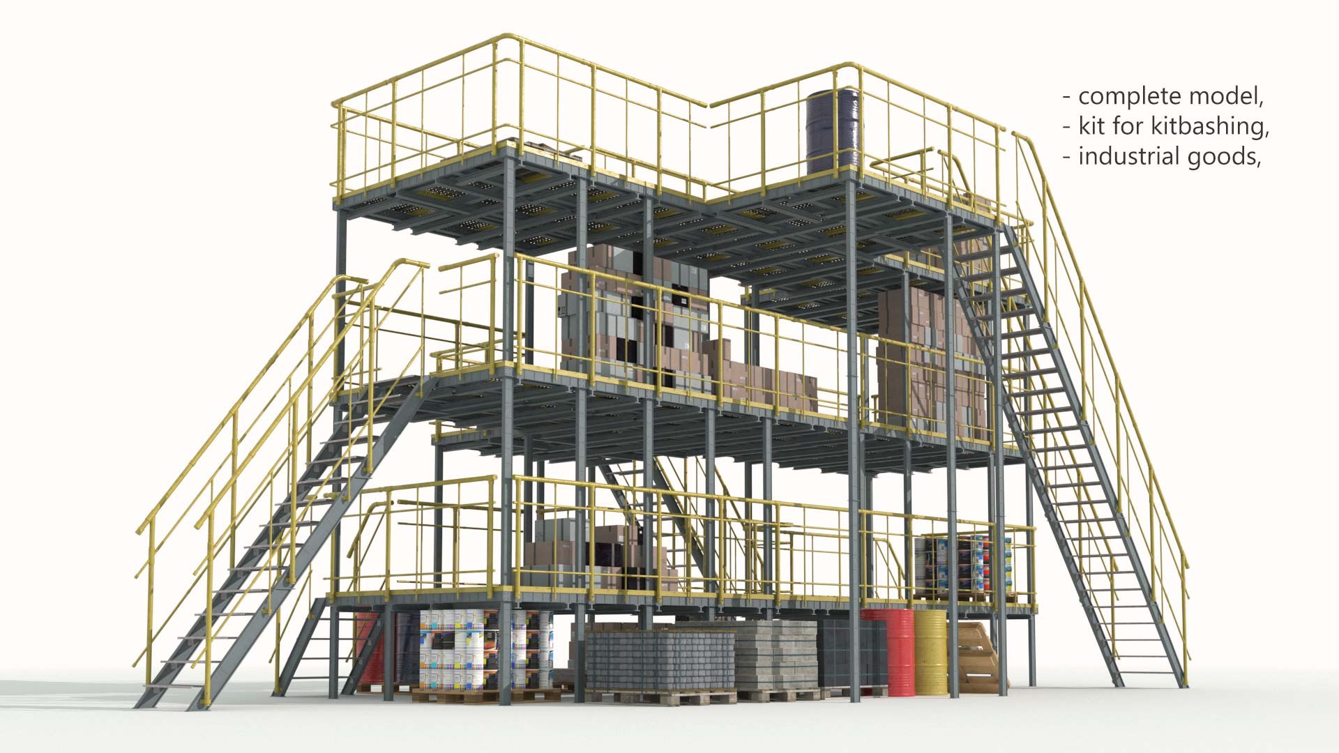 Scaffolding Industrial Platform Construction And Kit PBR 3D ...