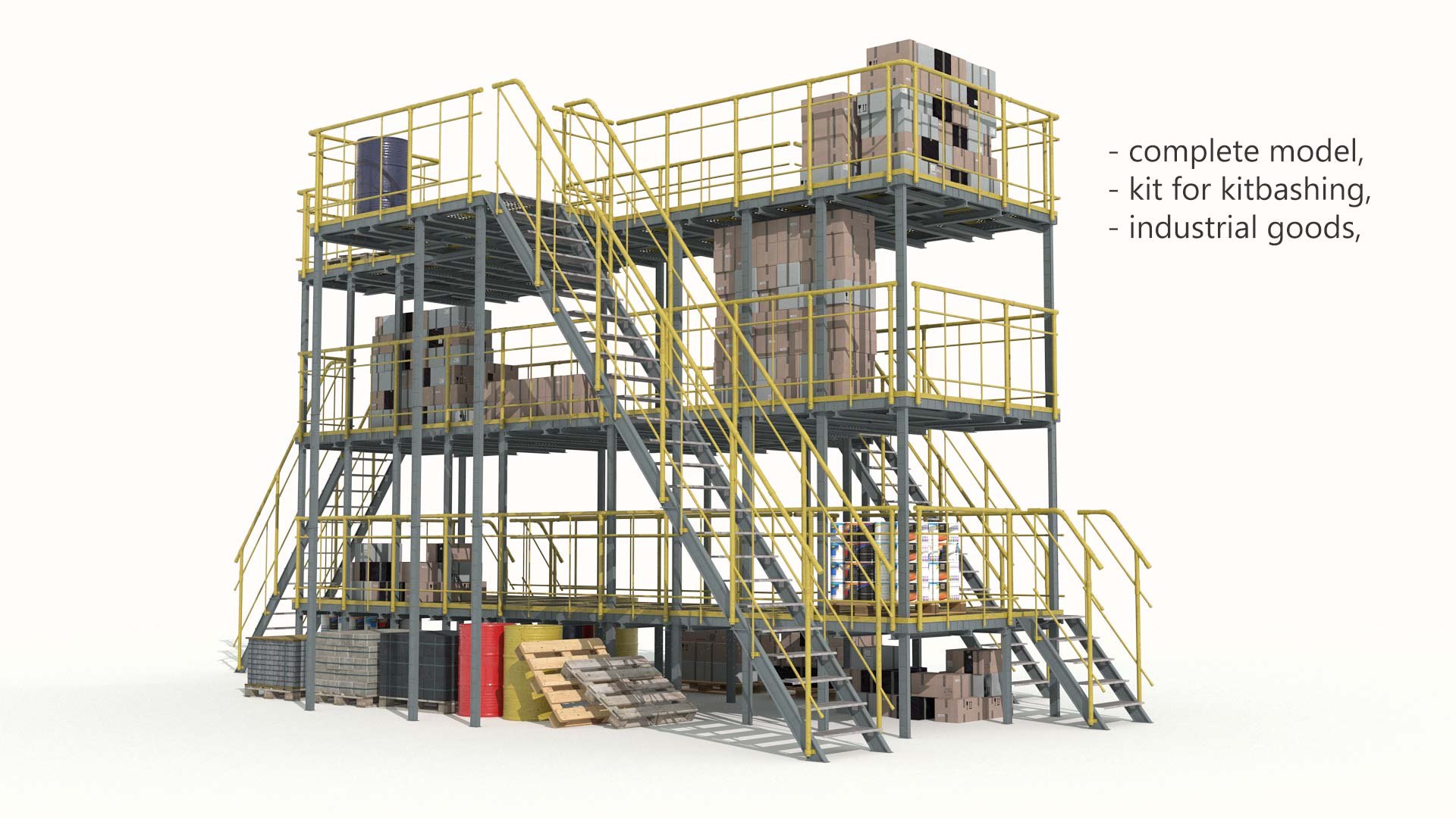 Scaffolding Industrial Platform Construction And Kit PBR 3D ...