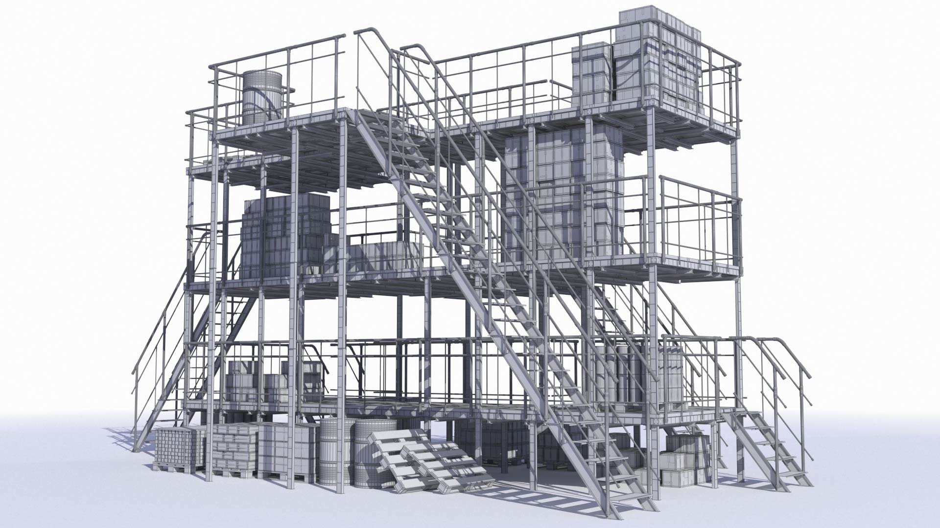 Scaffolding Industrial Platform Construction And Kit PBR 3D ...