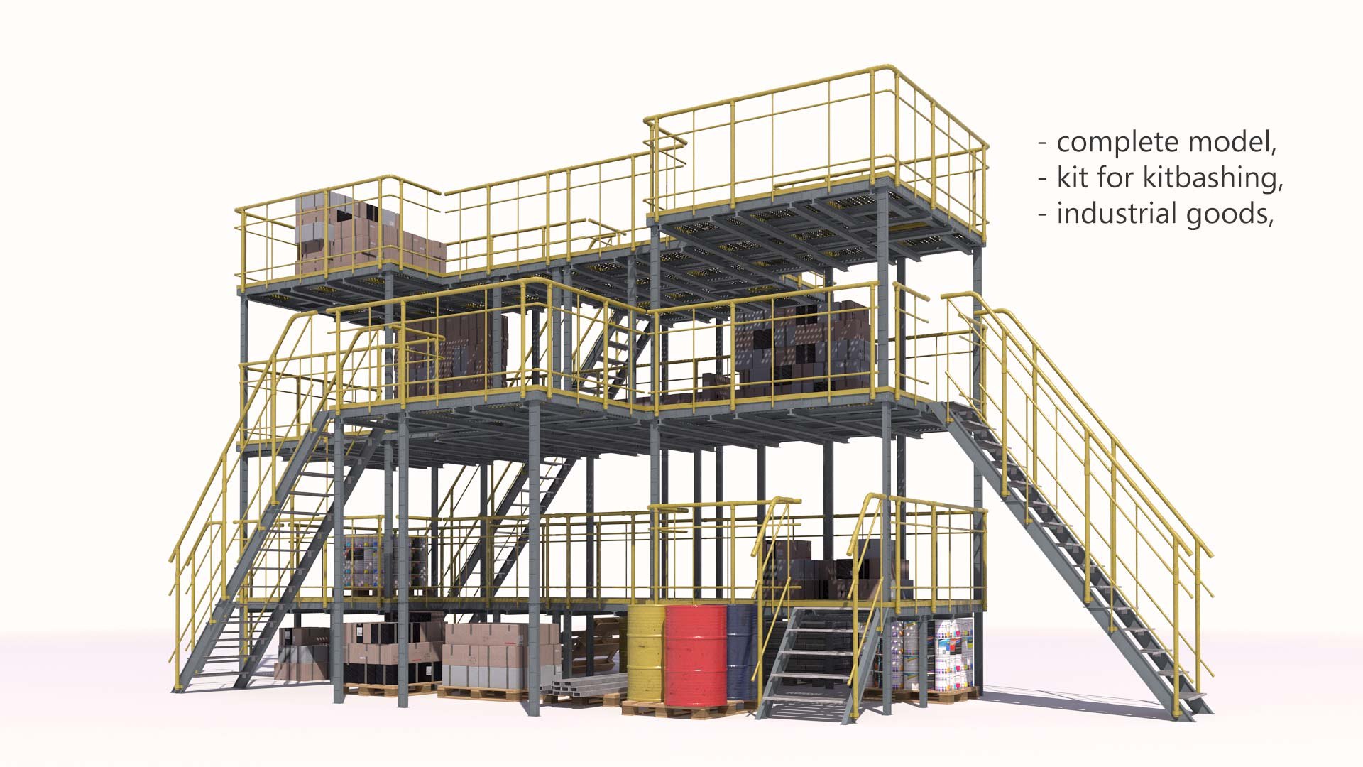 Scaffolding Industrial Platform Construction And Kit PBR 3D ...