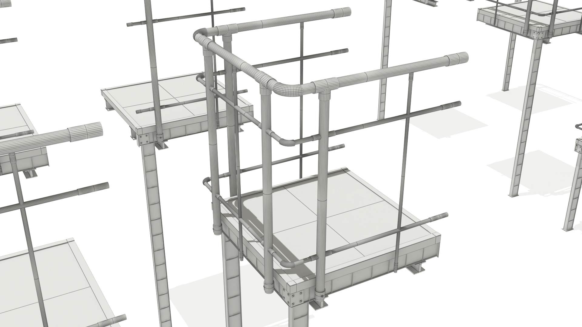 Scaffolding Industrial Platform Construction And Kit PBR 3D ...