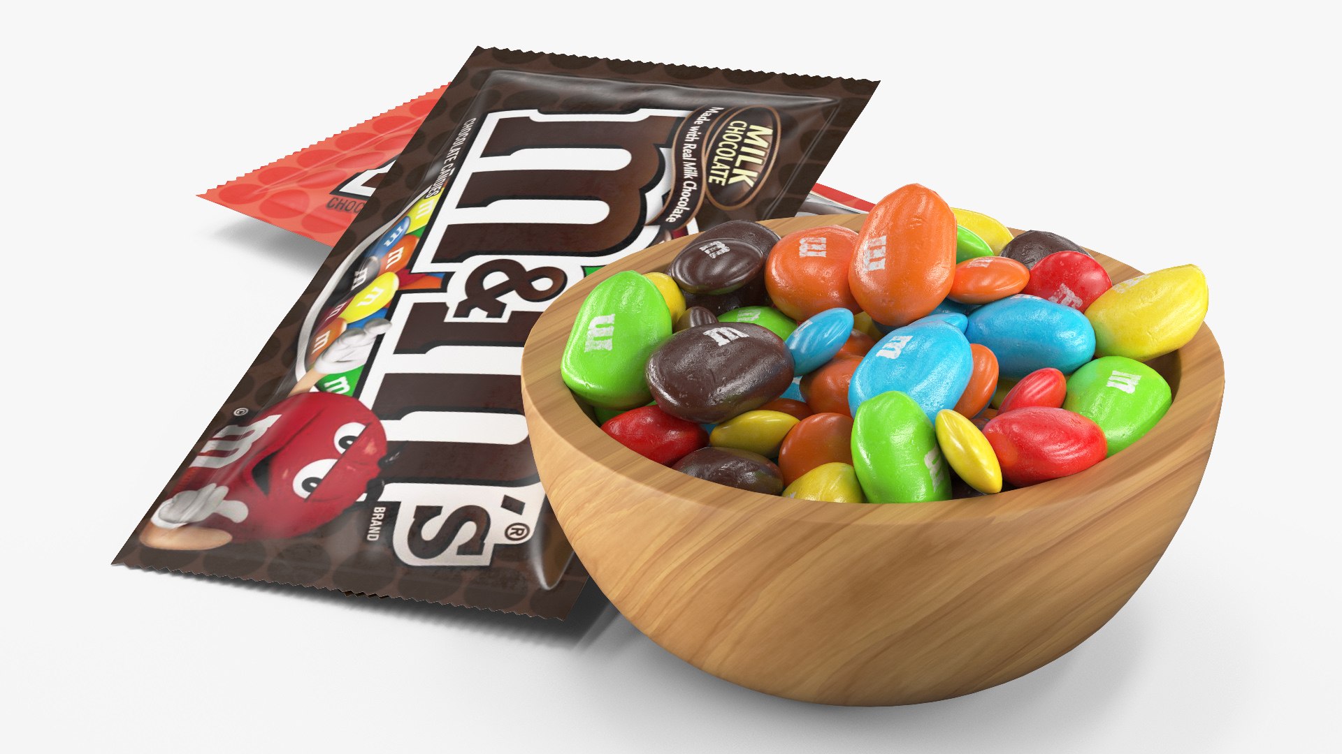 3D Various M And Ms Candies In Bowl With Packages - TurboSquid 2286899