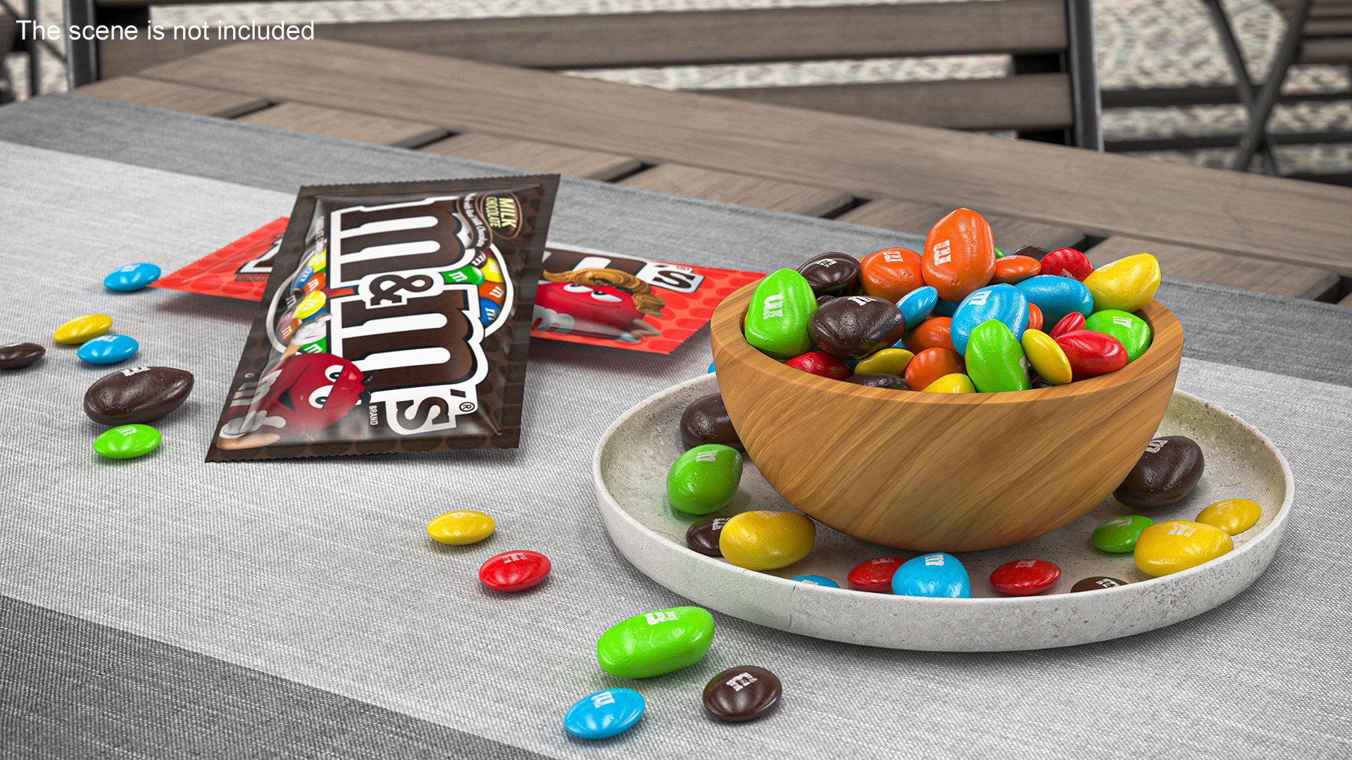 3D Various M And Ms Candies In Bowl With Packages - TurboSquid 2286899