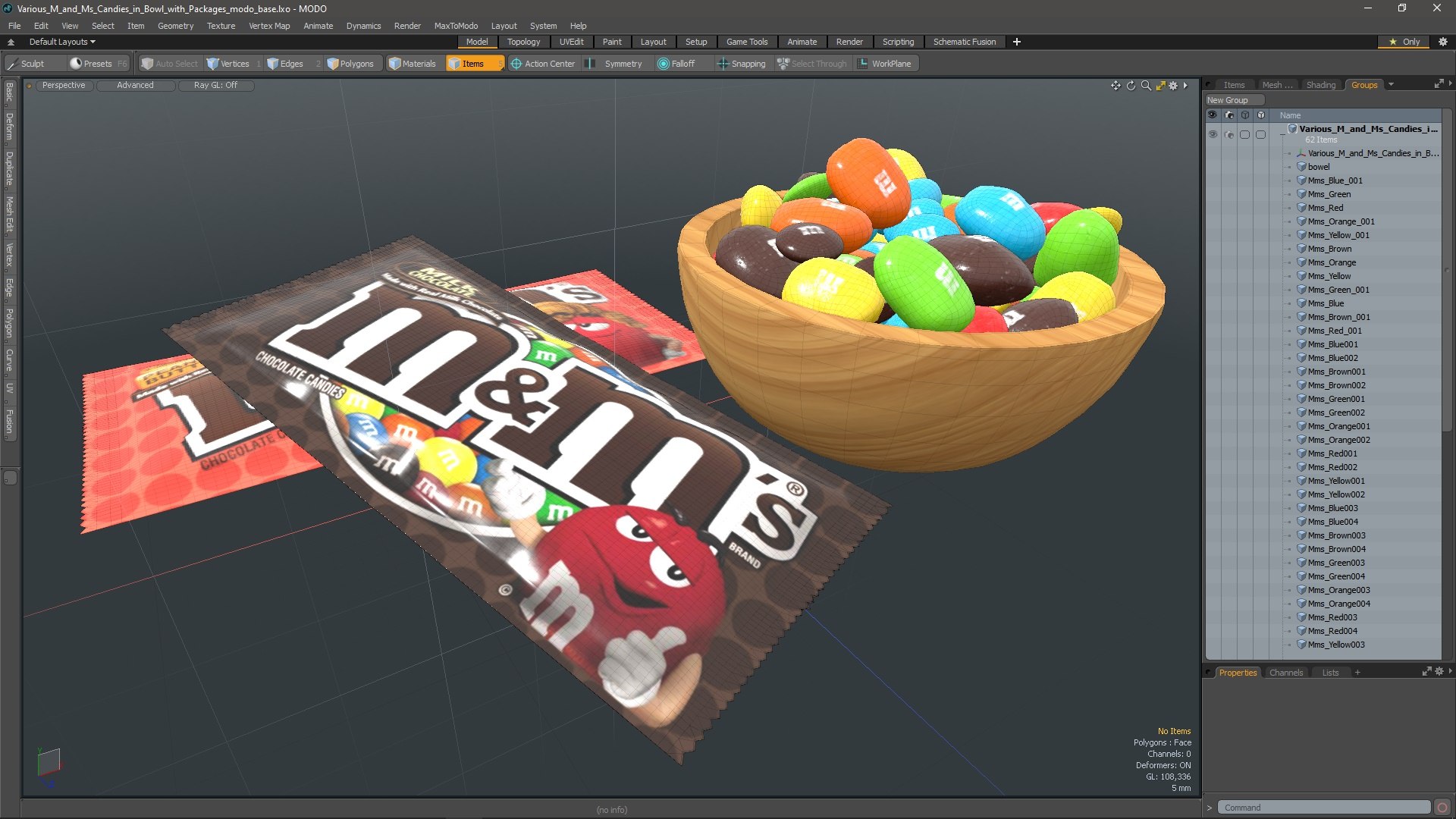 3D Various M And Ms Candies In Bowl With Packages - TurboSquid 2286899