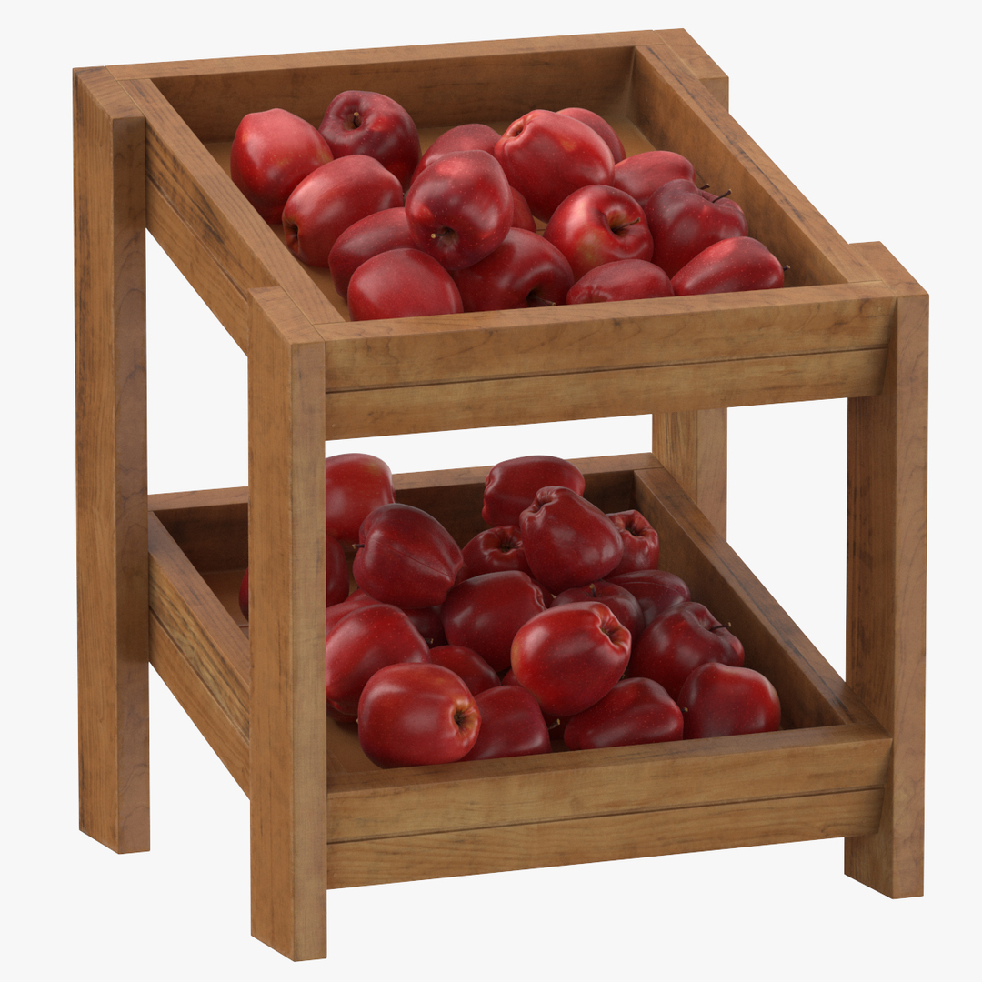Wooden merchandise shelves fruits model - TurboSquid 1612212
