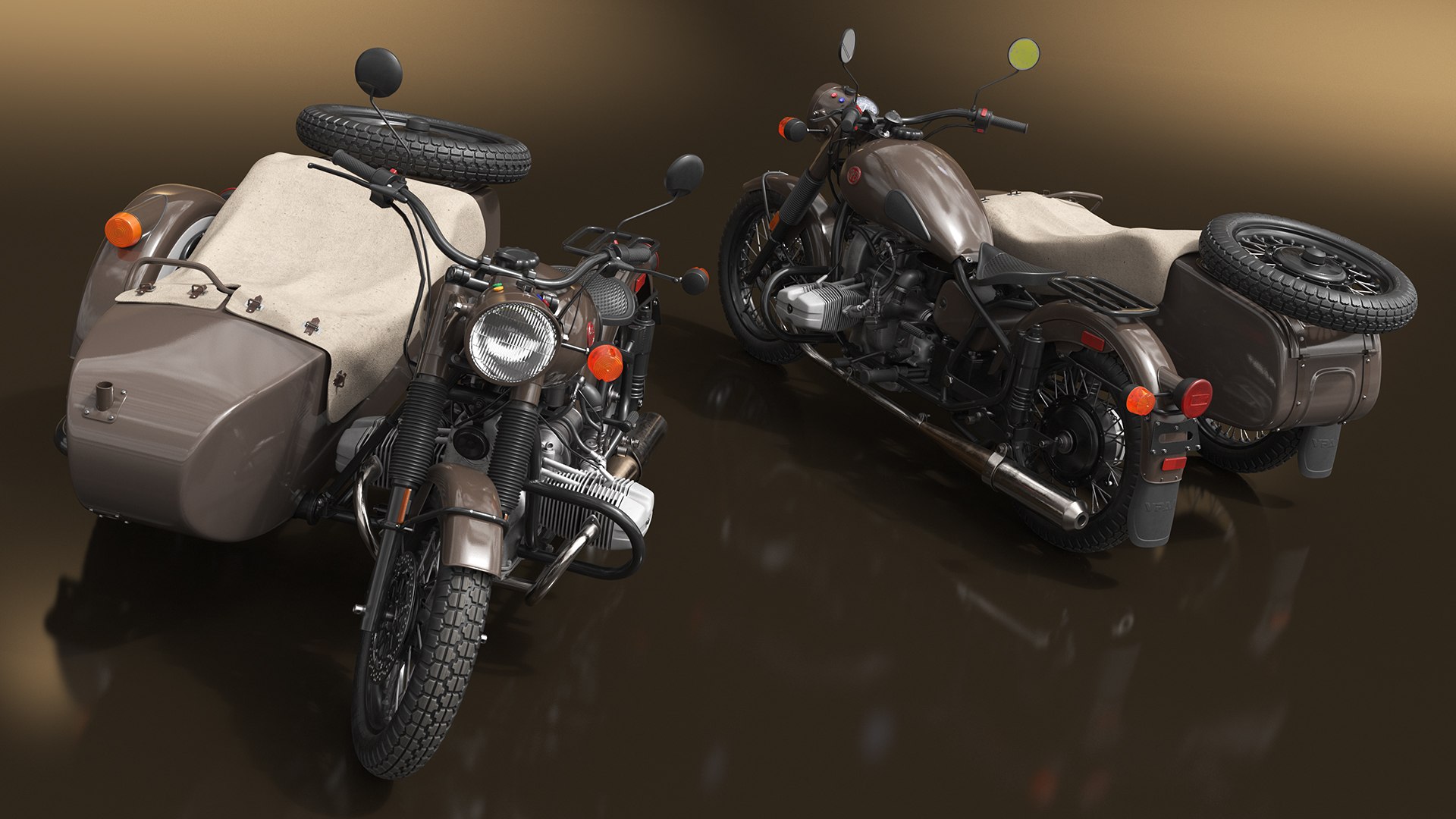 Ural M70 Sidecar Motorcycles Rigged Collection 3D Model - TurboSquid 2414418