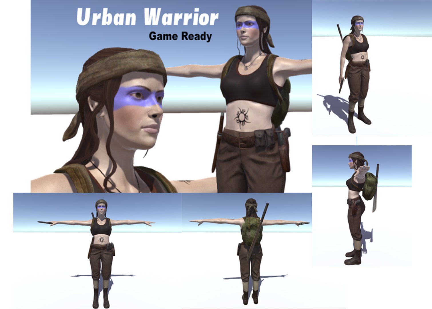 3d Human Urban Warrior Character Woman Model