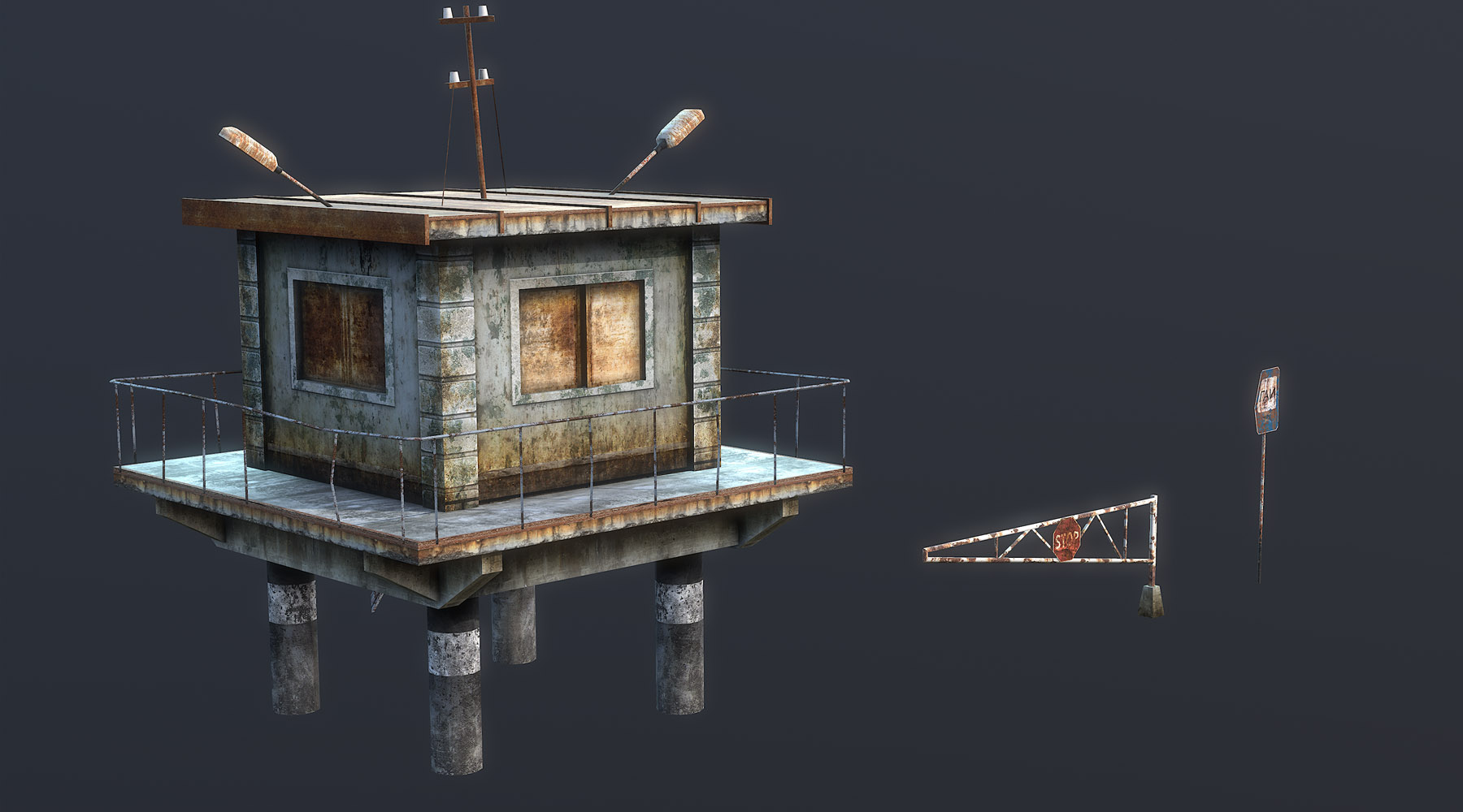 3D low-poly blockpost - TurboSquid 1438550