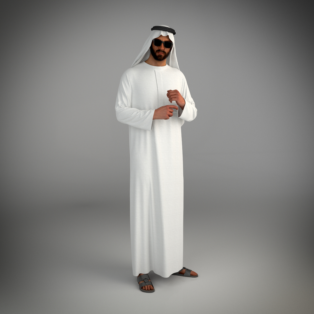 3d arab man traditional dubai