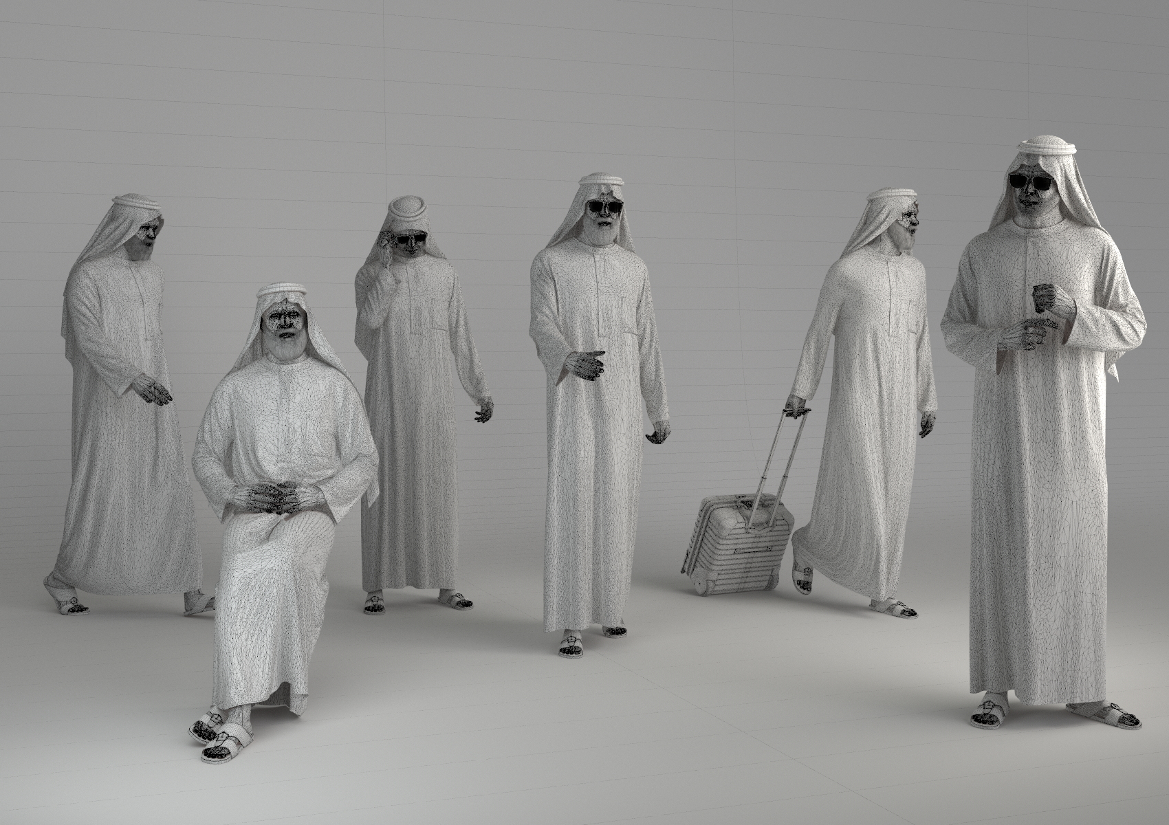 3d arab man traditional dubai