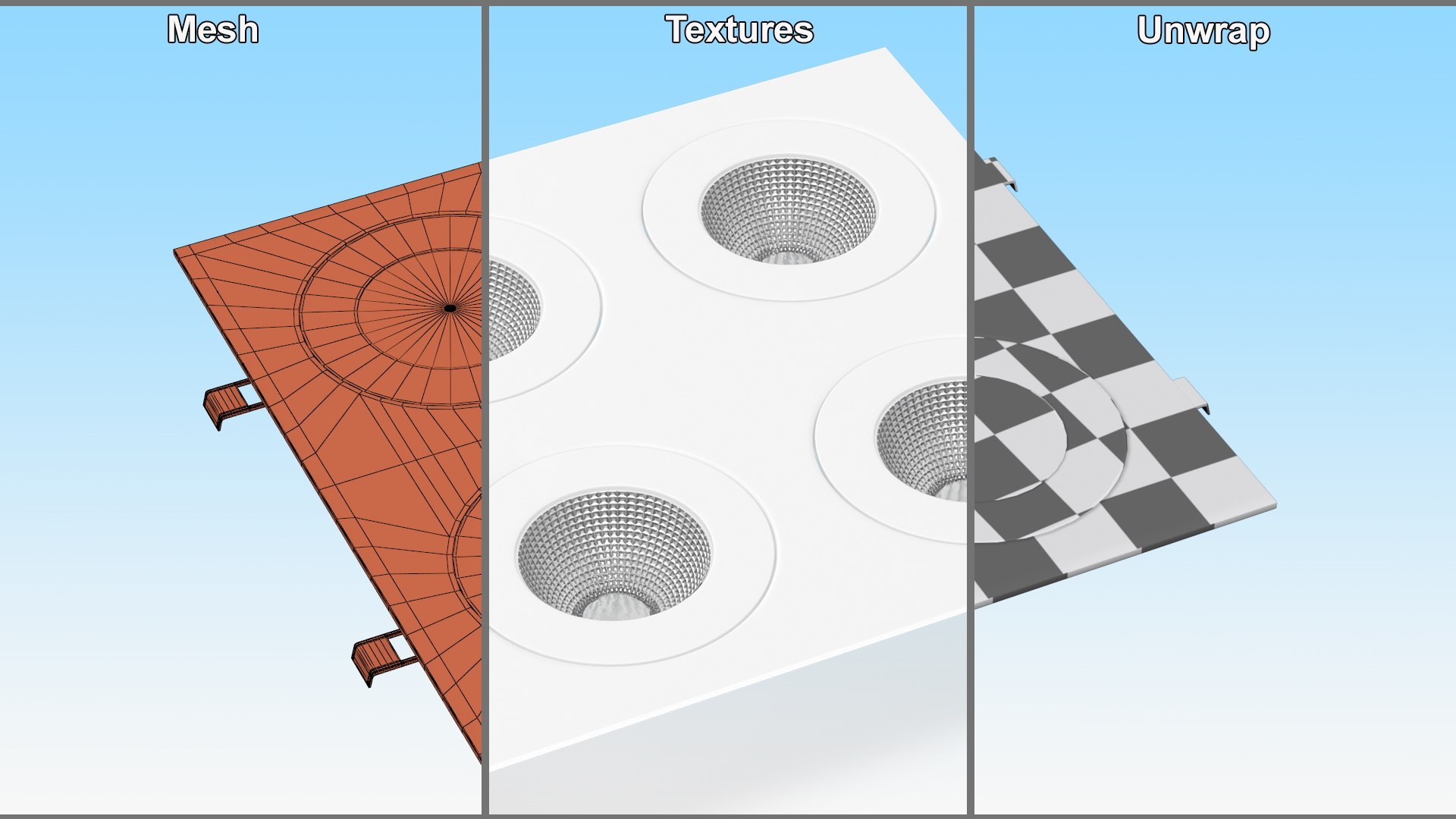 Square Surface Mount 4 Light Luminaire White 3D Model - TurboSquid 2076209