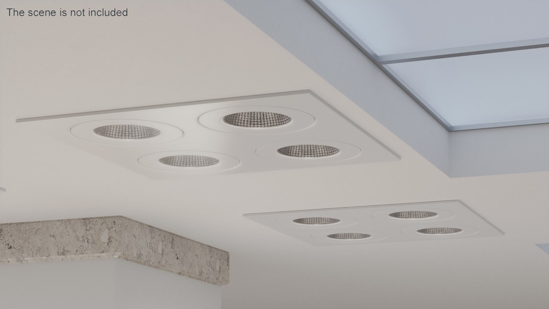 Square Surface Mount 4 Light Luminaire White 3D Model - TurboSquid 2076209