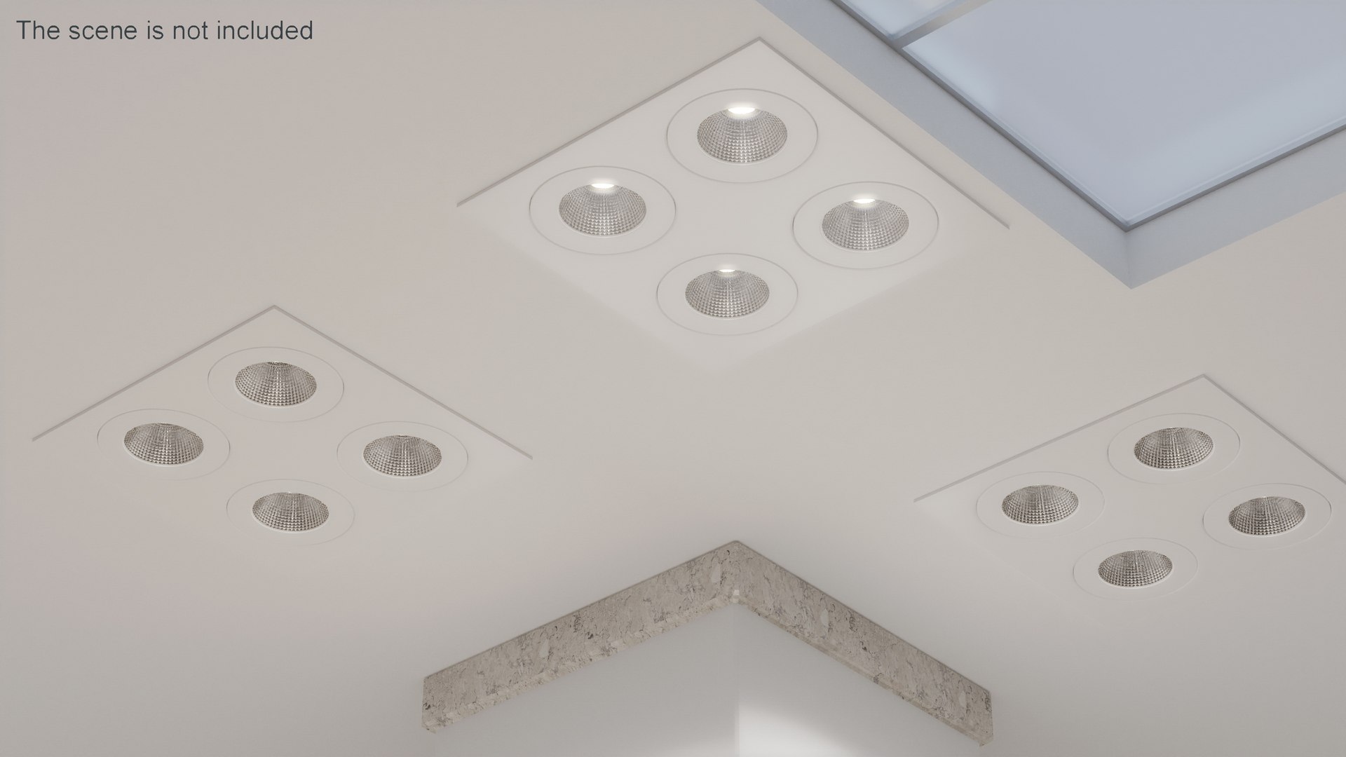 Square Surface Mount 4 Light Luminaire White 3D Model - TurboSquid 2076209