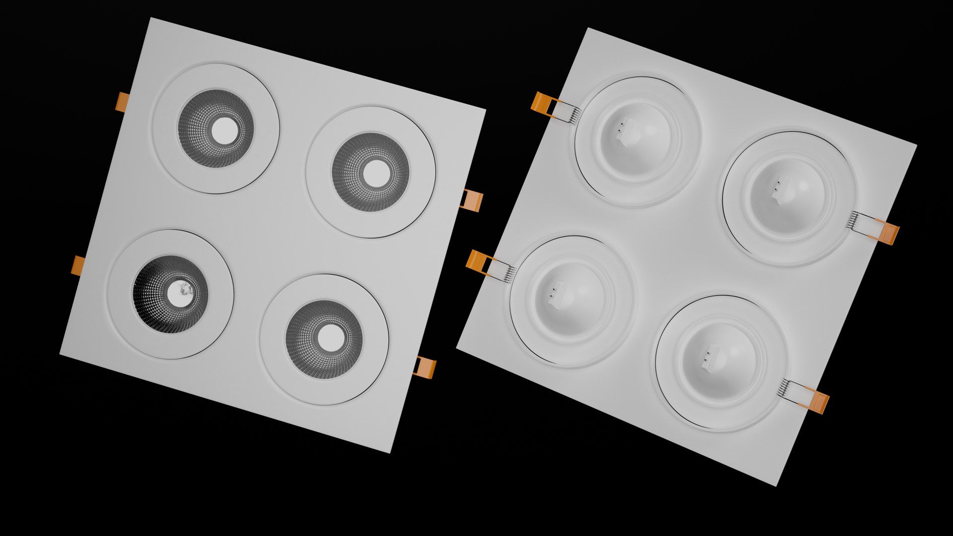 Square Surface Mount 4 Light Luminaire White 3D Model - TurboSquid 2076209