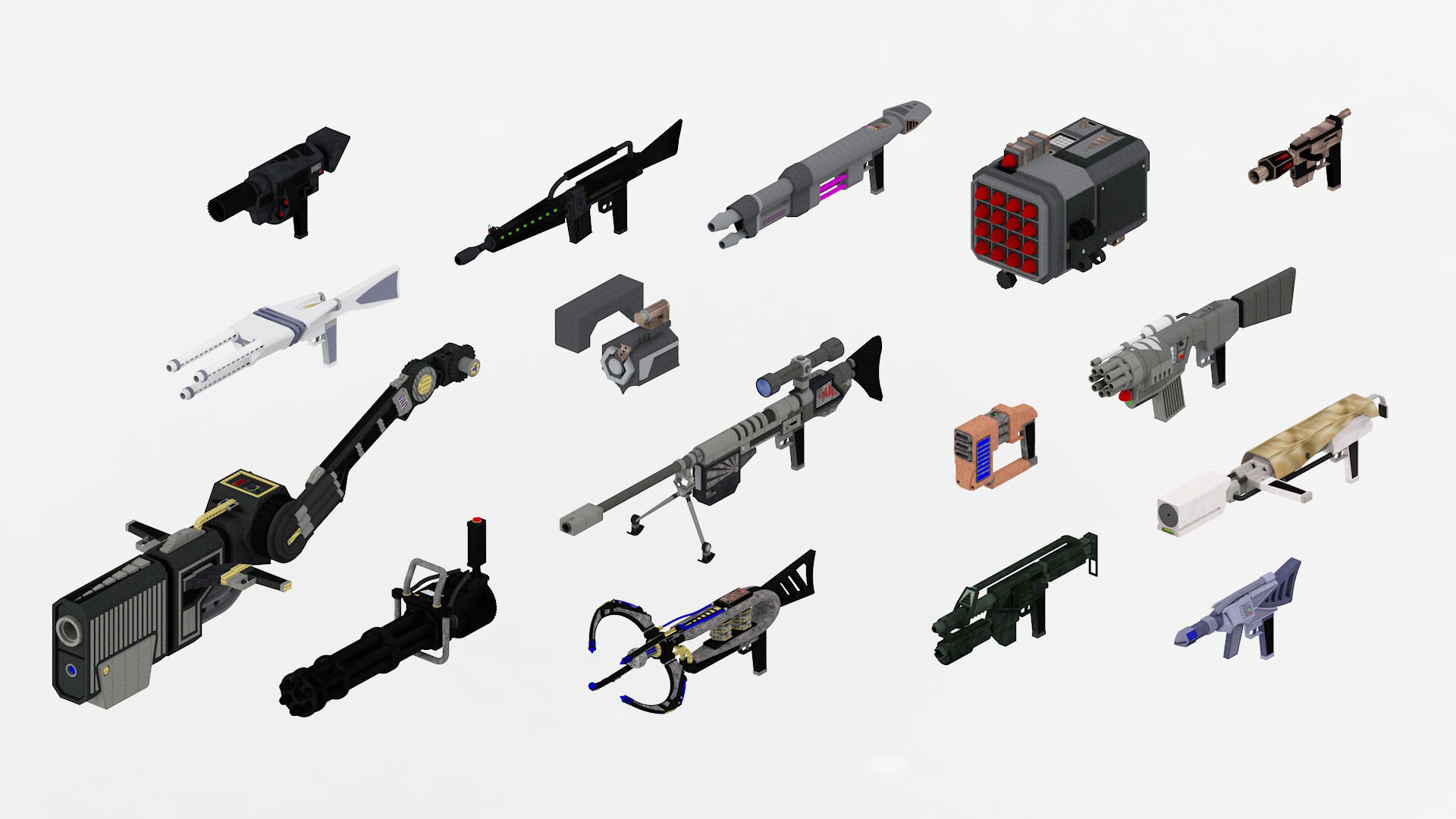 3D 15 Futuristic Sci-Fi Guns Weapons Bundle - TurboSquid 1984345