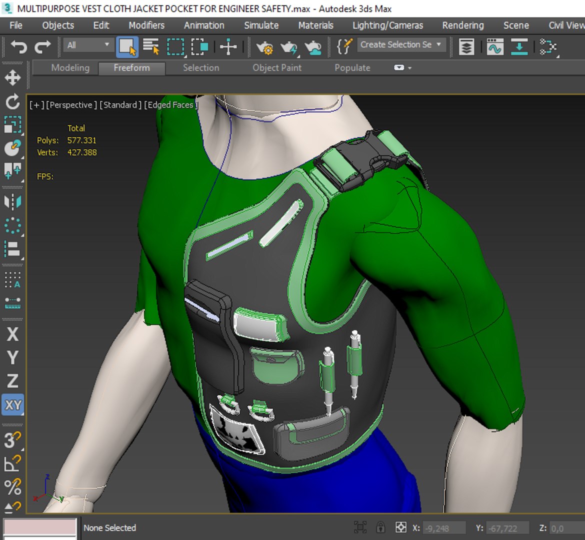 3D Model MULTIPURPOSE VEST CLOTH JACKET POCKET FOR ENGINEER SAFETY ...