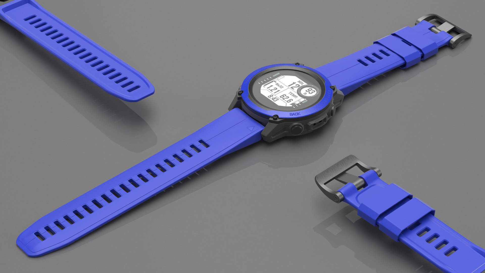 3D Active-Sport Smartwatch Blue model - TurboSquid 2112733