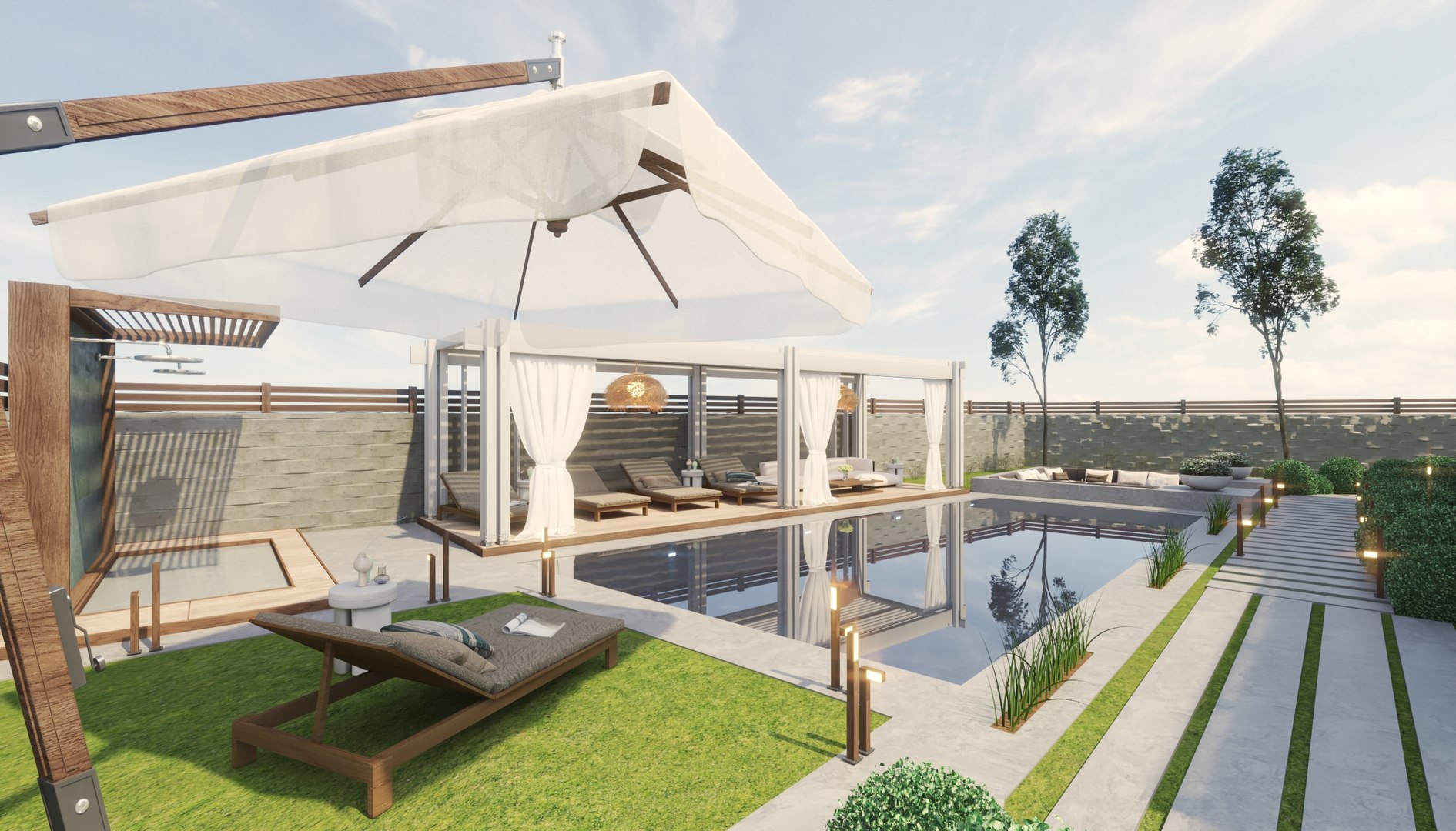 Villa Model With Garden 3D Model - TurboSquid 2197436