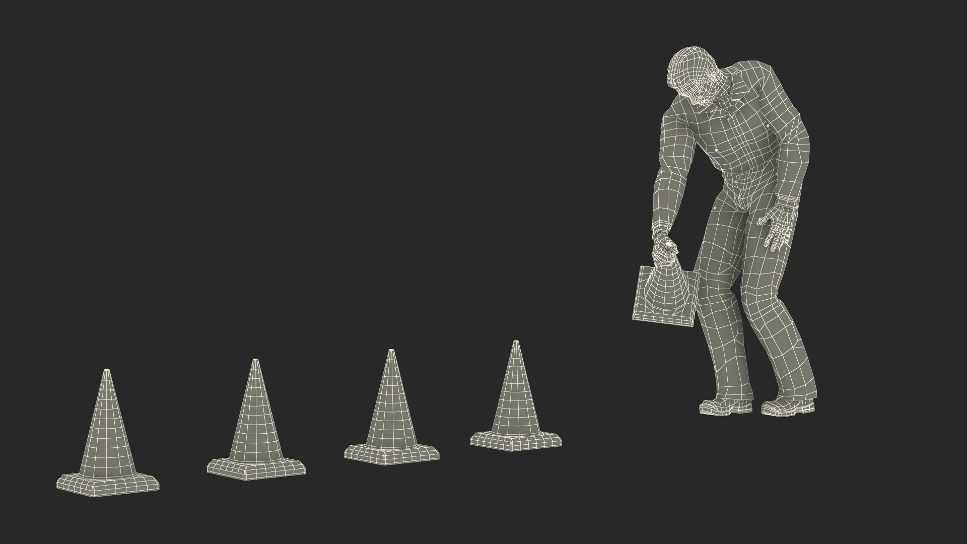 Dirty Road Worker Set Up Cone 3D - TurboSquid 2099246