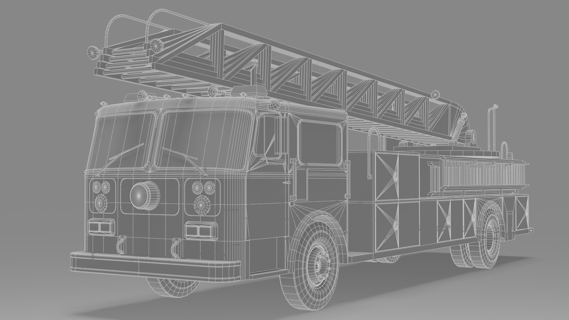 3D 1980s Seagrave Ladder Fire Truck Low Poly - TurboSquid 2241436