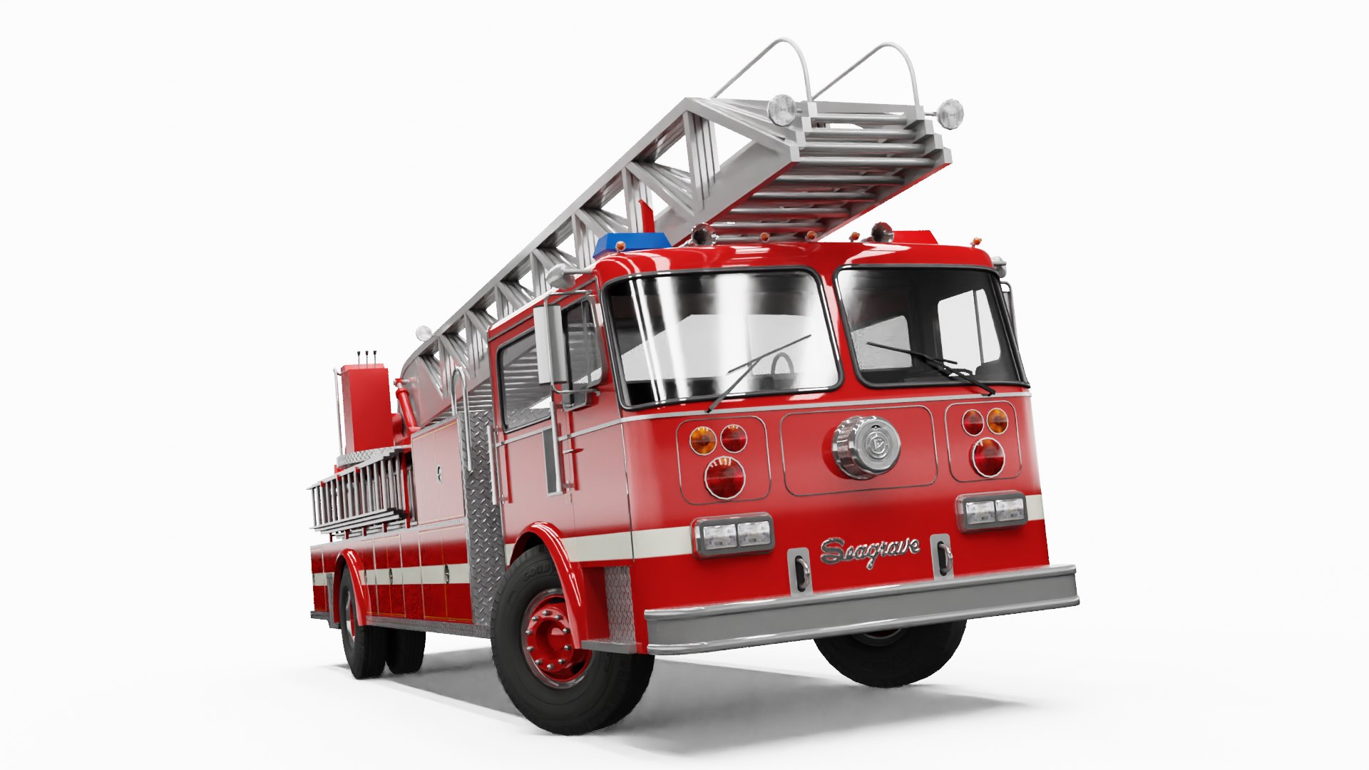 3D 1980s Seagrave Ladder Fire Truck Low Poly - TurboSquid 2241436