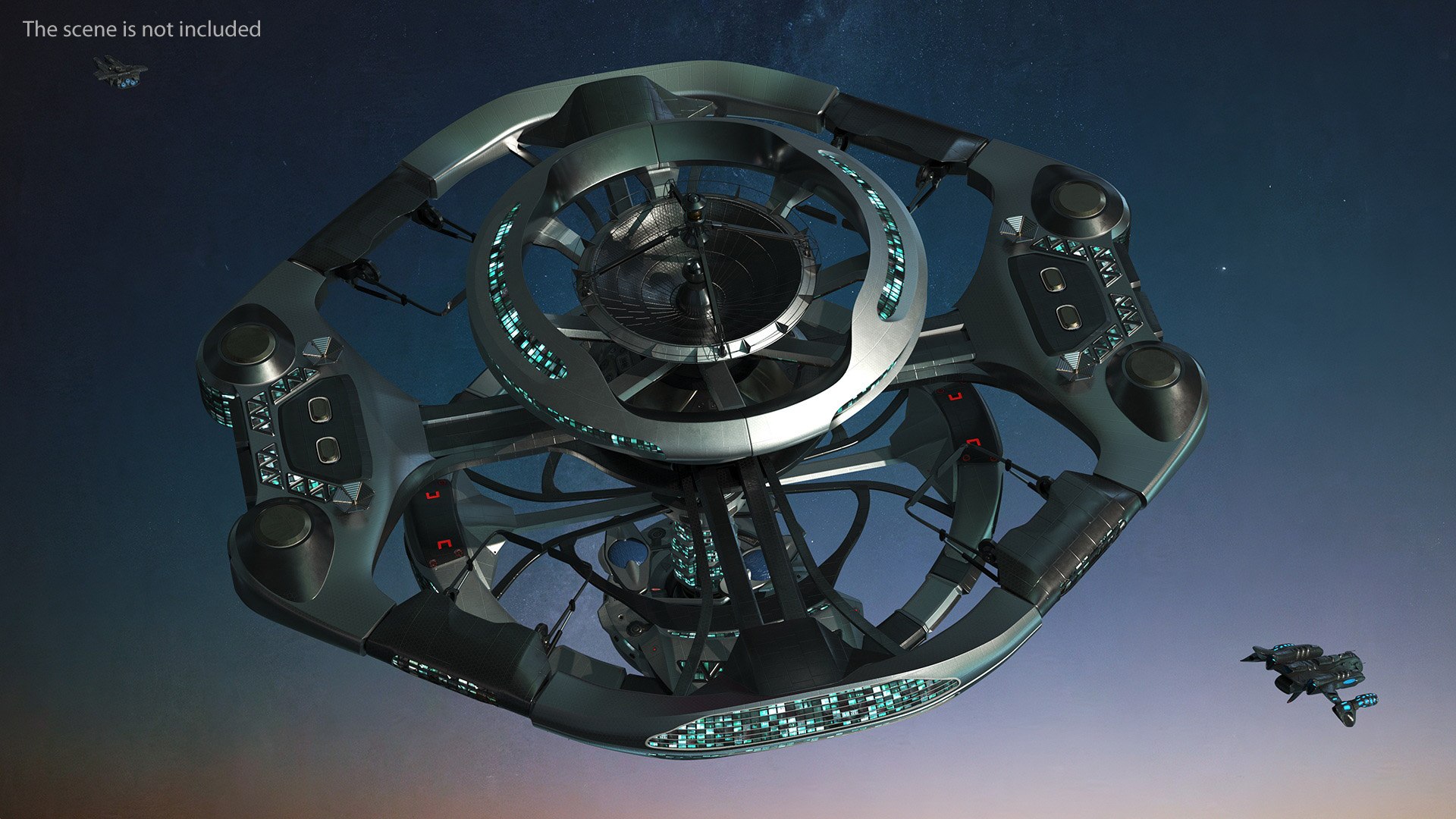 Sci Fi Space Station With Interplanetary Spacecraft Collection 3D Model ...
