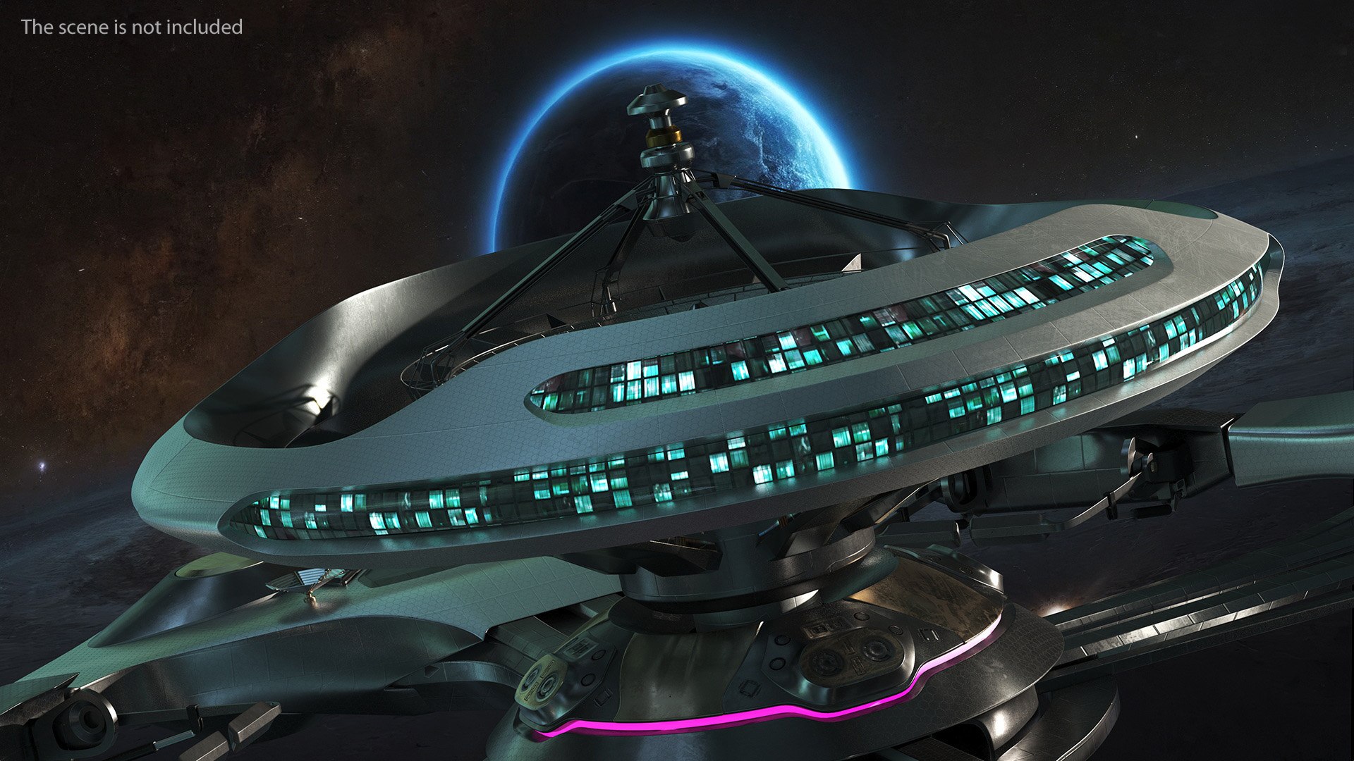 Sci Fi Space Station With Interplanetary Spacecraft Collection 3D Model ...