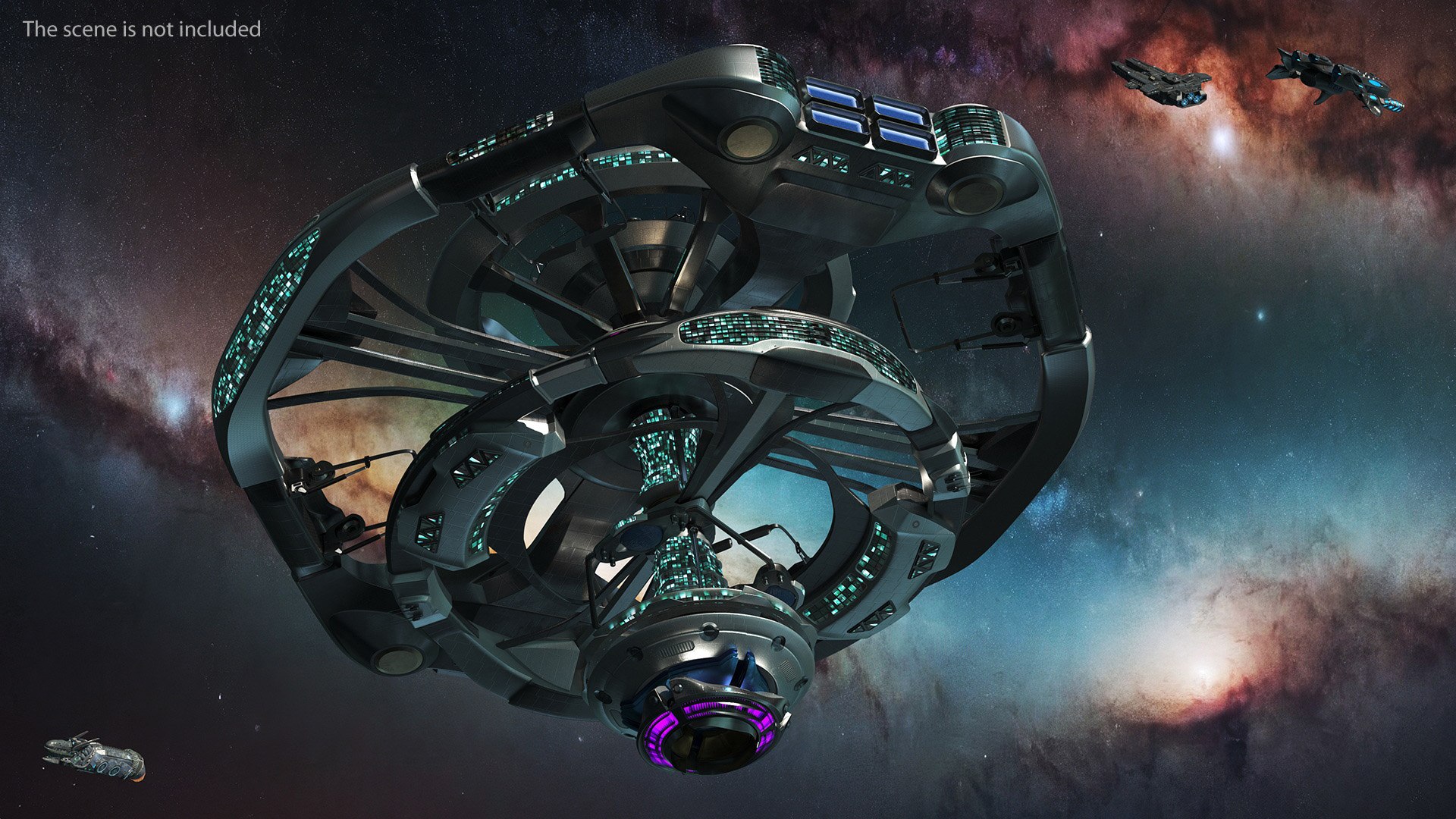 Sci Fi Space Station With Interplanetary Spacecraft Collection 3D Model ...