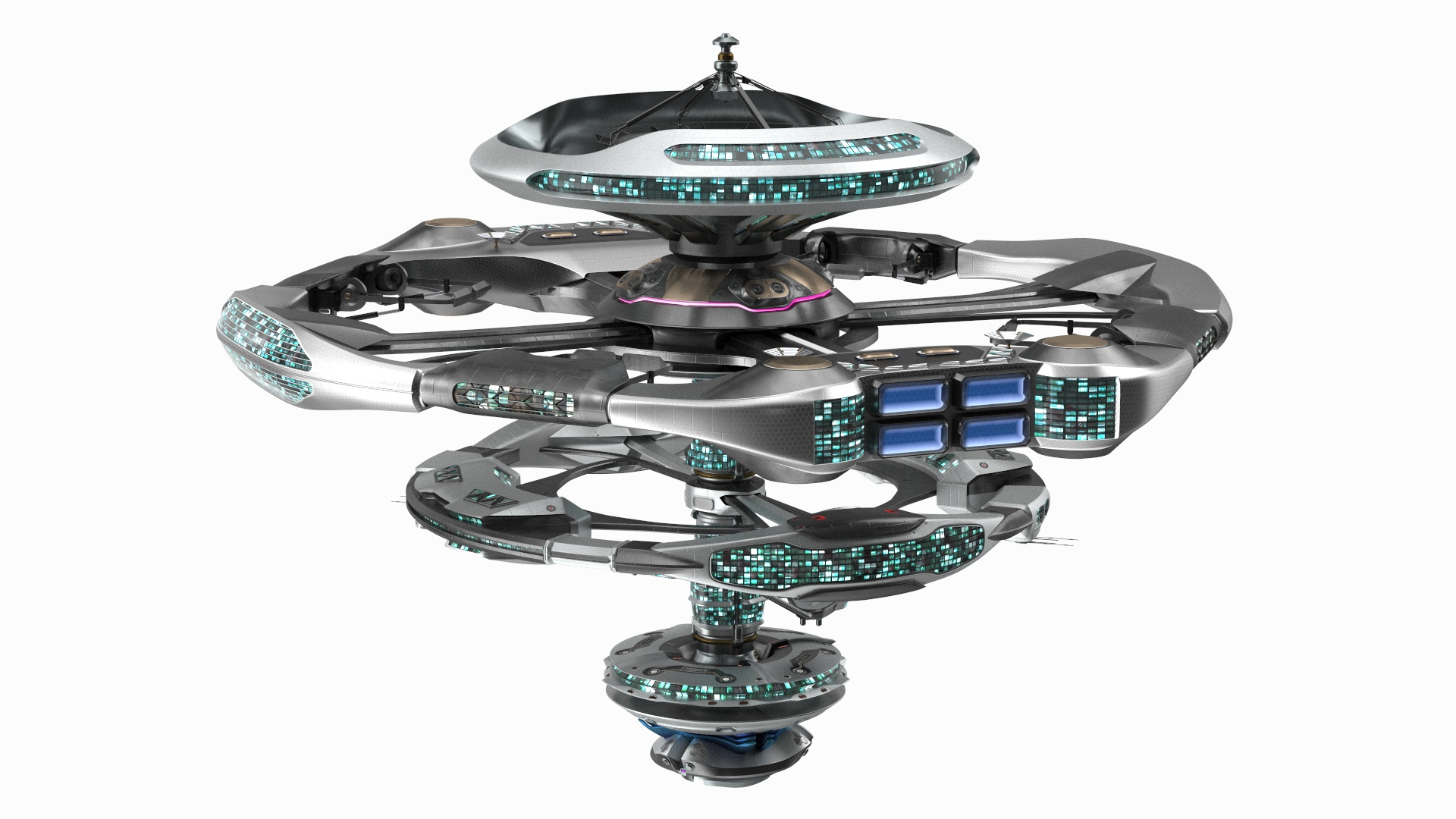 Sci Fi Space Station With Interplanetary Spacecraft Collection 3D Model ...