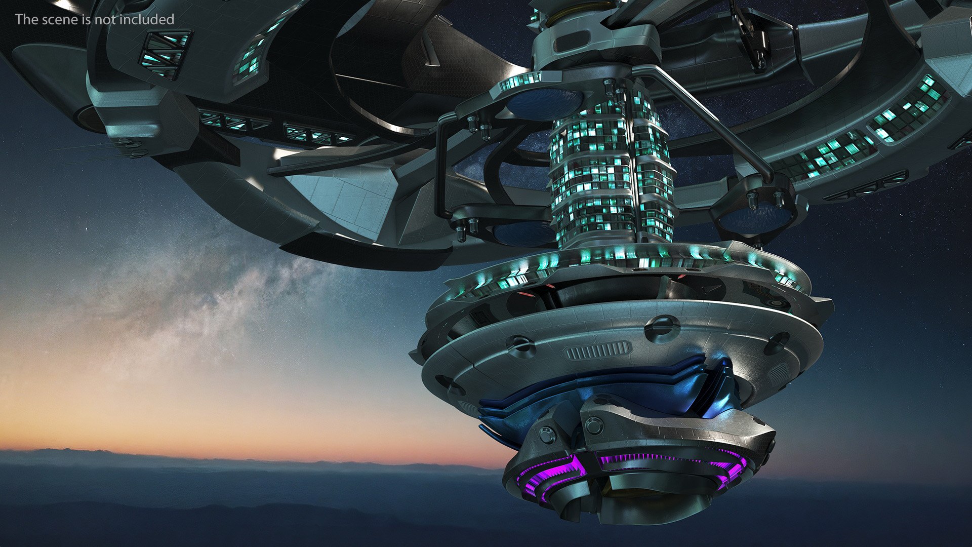 Sci Fi Space Station With Interplanetary Spacecraft Collection 3D Model ...